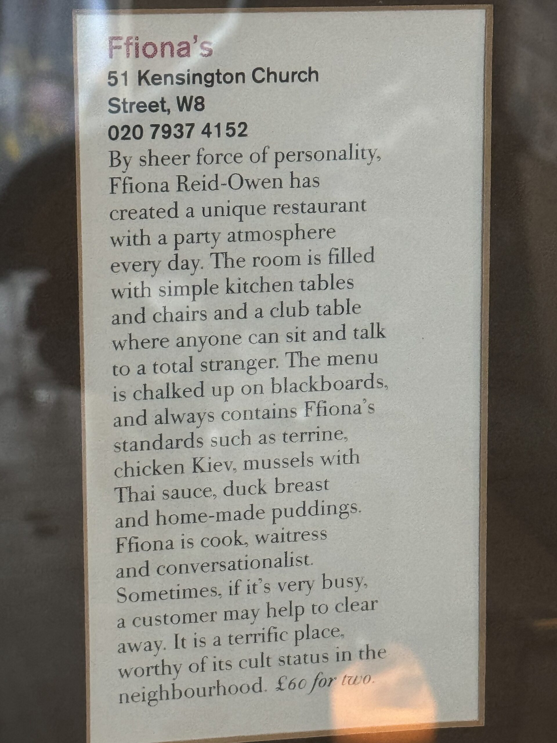 Ffiona takes us through the menu - London Walks